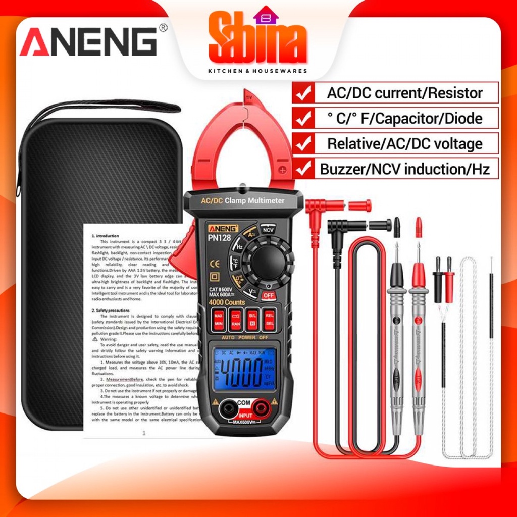Jual Tang Ampere AC/DC Current Digital Tester Clamp Multimeter Voltage ...