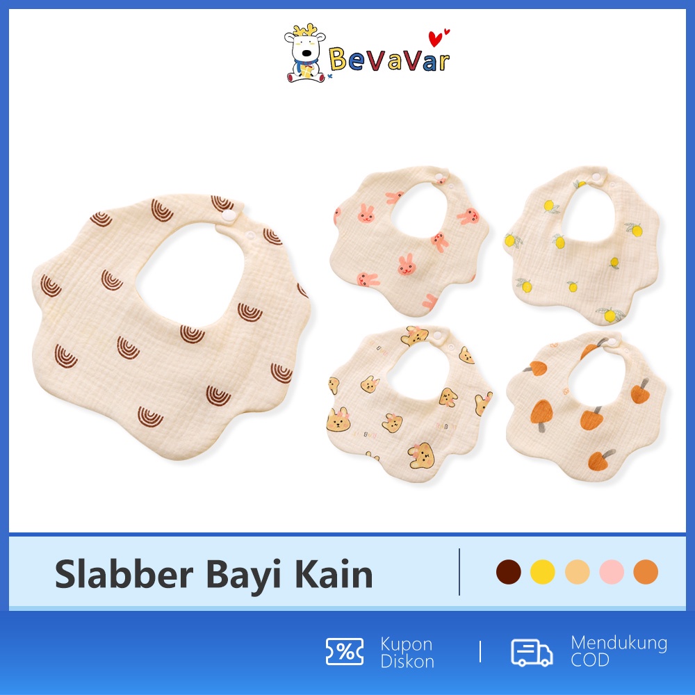 Jual BEVAVAR Bib Slaber Bayi Katun Lembut Celemek Makan Bayi Kain 360 ...