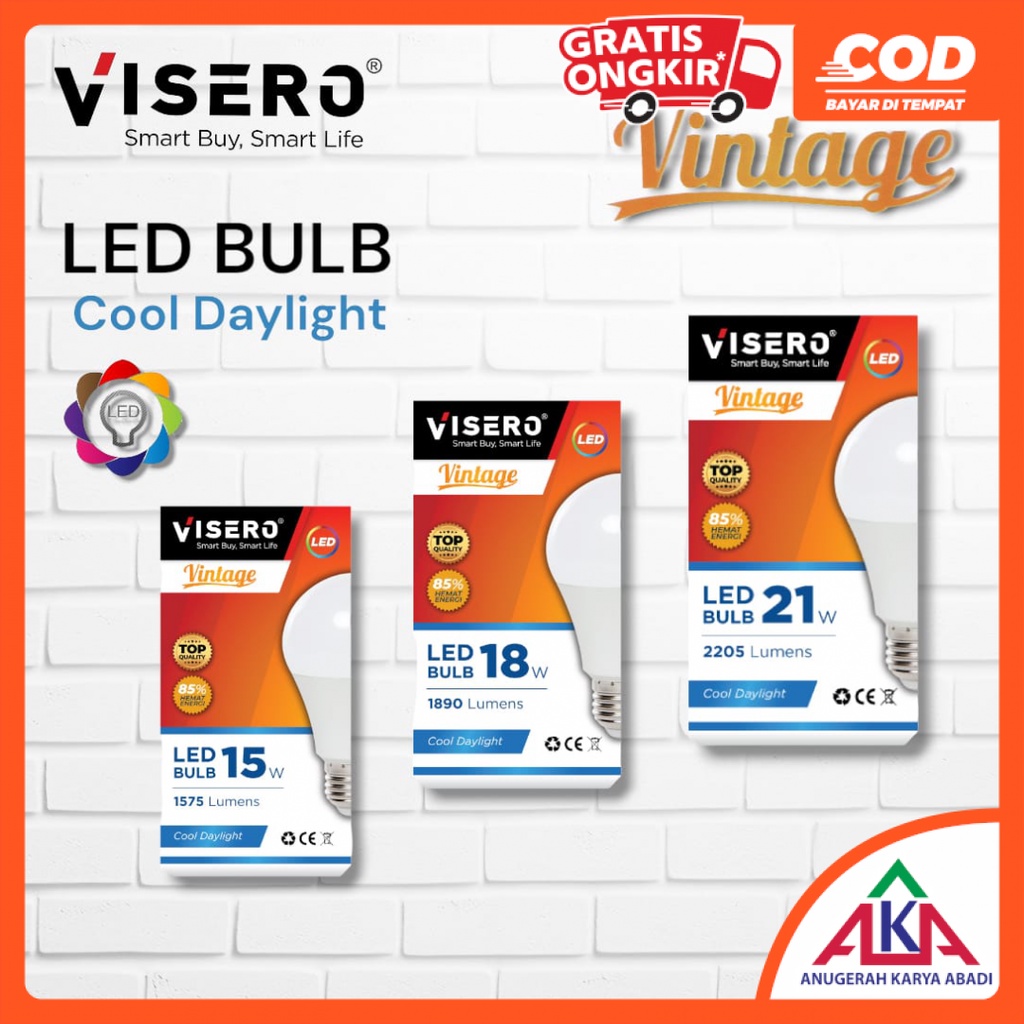 Jual Bohlam Lampu LED VISERO VINTAGE 15W 18W 21W SNI Hemat Energi Putih ...