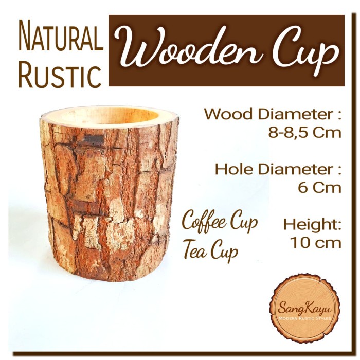 Jual Wooden Cup mug glass 8x10 cm Gelas kayu Mug kayu Cangkir kopi teh ...