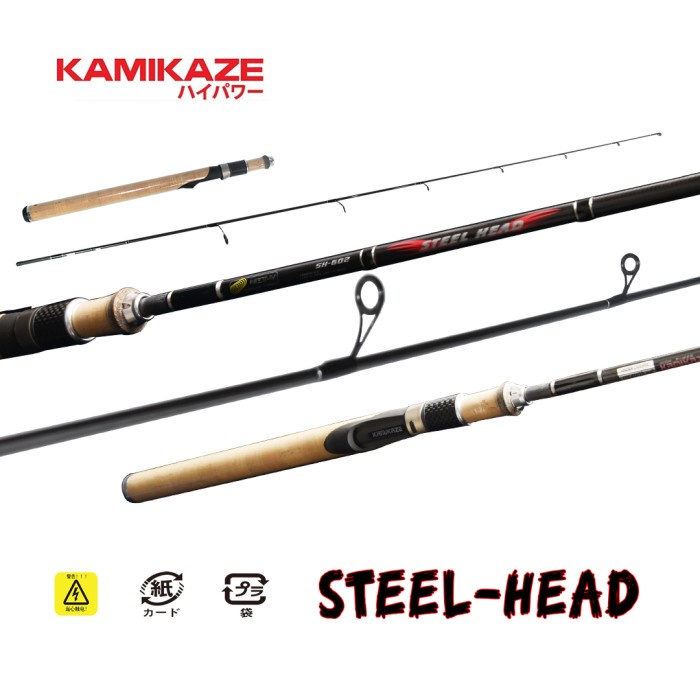 Jual Joran Pancing kamikaze Steel Head Spinning Full Fuji 168cm 180cm Best seller | Shopee Indonesia