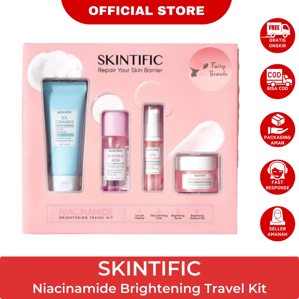 Jual SKINTIFIC Travel Kit Pink Msh Niacinamide Brightening Travel Kit ...