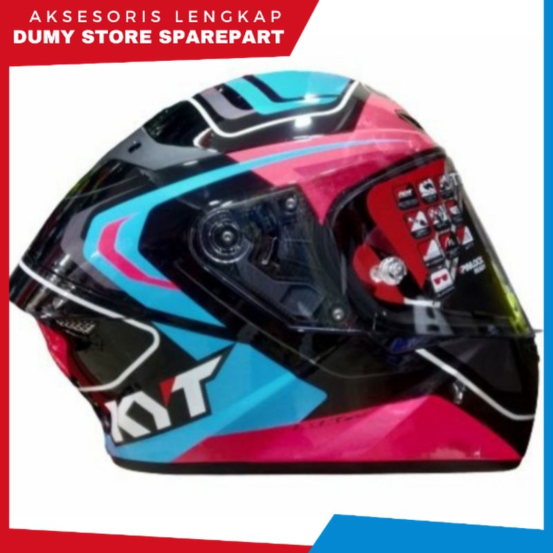 Jual helm Full face KYT TT COURSE OVERTECH BLACK PINK BLUE / BLACK FUXIA | Shopee Indonesia