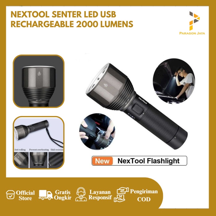 Jual Senter LED NexTool Isi Ulang USB Rechargeable 2000 Lumens | Shopee ...
