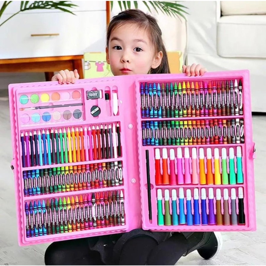 Jual Art Set Isi 86 Pcs Pensil Crayon Warna Cat Air Menggambar Satu Set ...