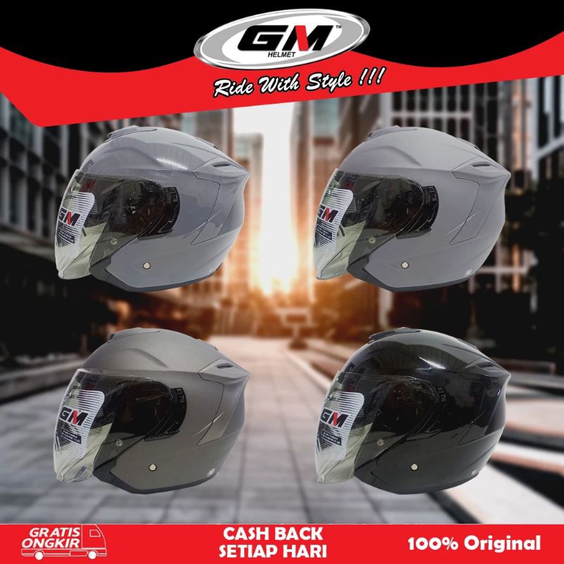 Jual GM FURY WARNA SOLID HELM OPEN FACE TERMURAH | Shopee Indonesia