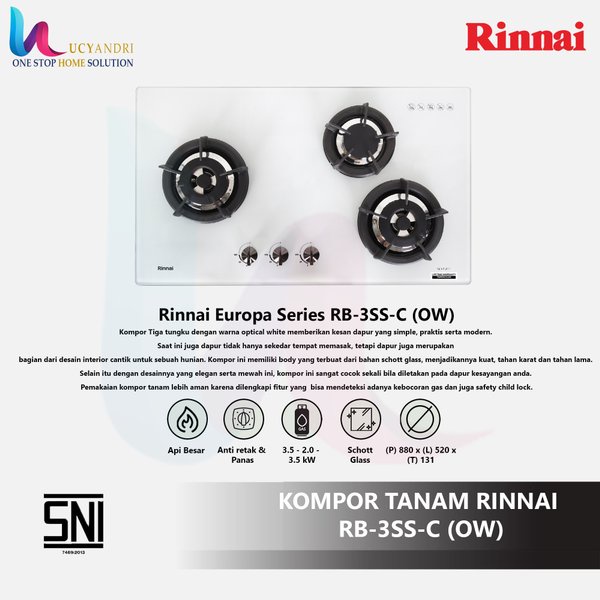 Jual Kompor Gas Tanam 2 Tungku Rinnai RB-3SS-C (GB)/(SB)/(OW)/(CF)/(SS)/(S) | Shopee Indonesia