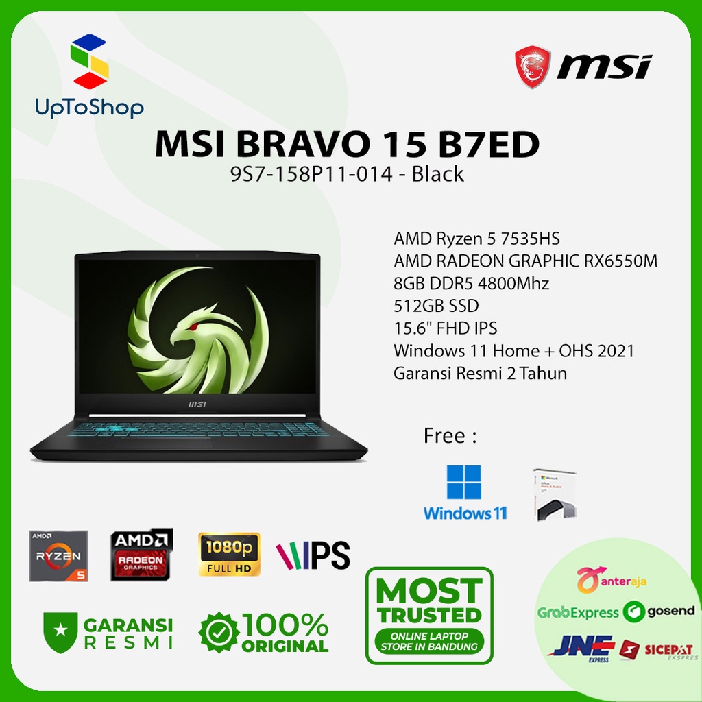 Jual MSI Bravo 15 B7ED 9S7-158P11-014 Ryzen 5 7535HS 8GB 512GB RX6550M ...