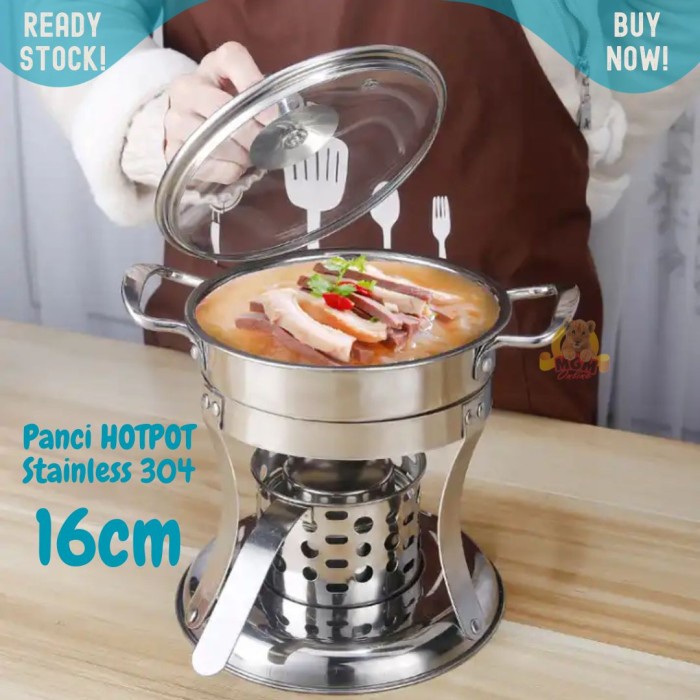 Jual Panci 16cm hotpot stainless 304 dgn tutup kaki set shabu2 ...