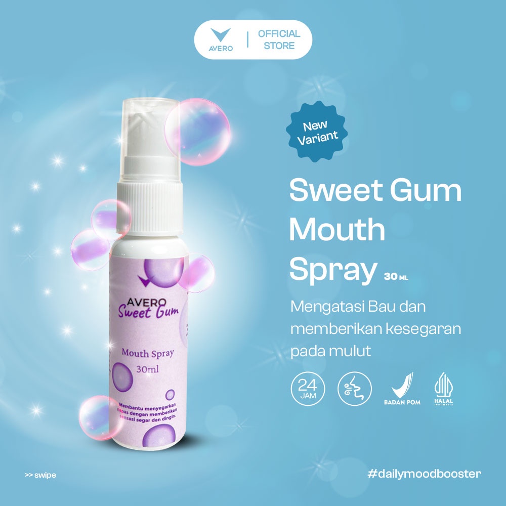 Jual AVERO Sweet Gum Mouth Spray - BPOM Parfum Mulut, Pengharum Mulut ...