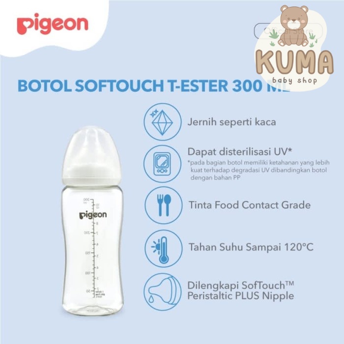 Jual PIGEON Botol T-Ester Wide Neck 300ml with P-Plus Nipple dot | Shopee Indonesia