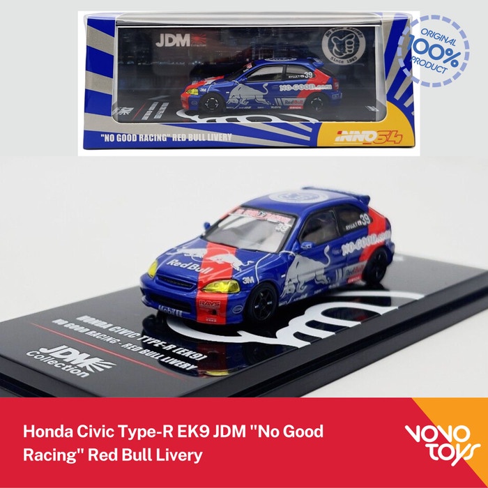 Jual Inno 1/64 Honda Civic Type-R EK9 JDM No Good Racing Red Bull ...
