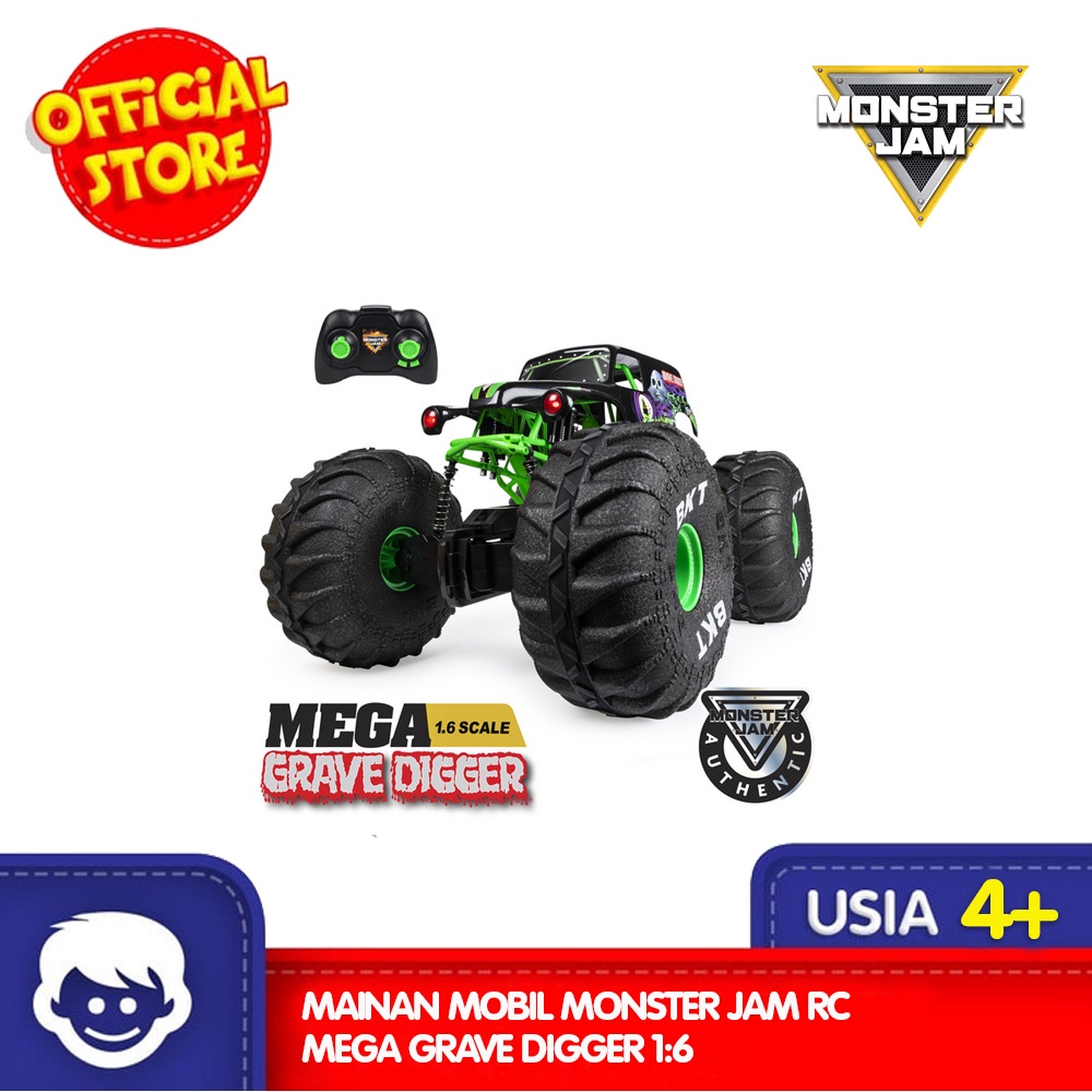 Jual Mainan Mobil MONSTER JAM RC Mega Grave Digger 1:6 | Shopee Indonesia