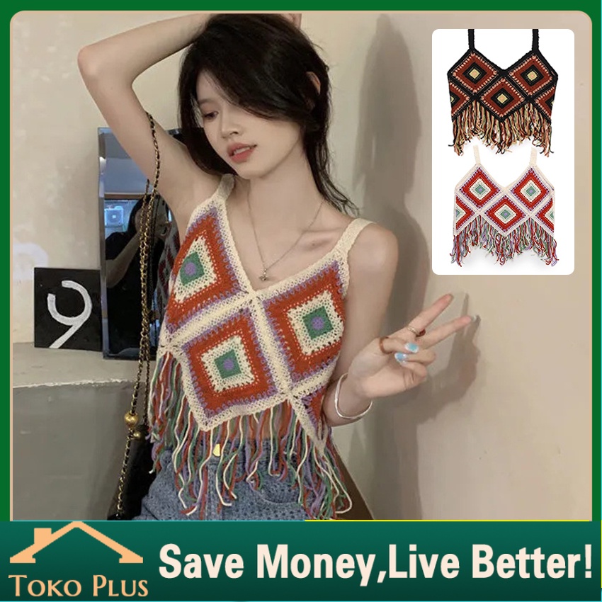 Jual Tanktop Rajut Crochet Bali Model Korea Style Crop Top Rajut Bali ...