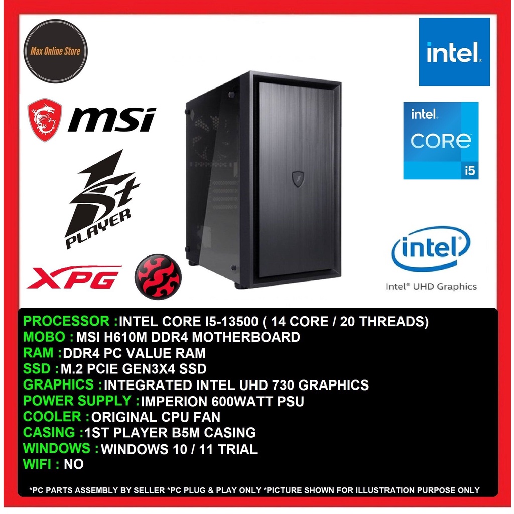 Jual Office Value PC Desktop Intel Core i5-13500/8GB/16GB/256GB SSD/512GB SSD/Intel UHD Graphics ...