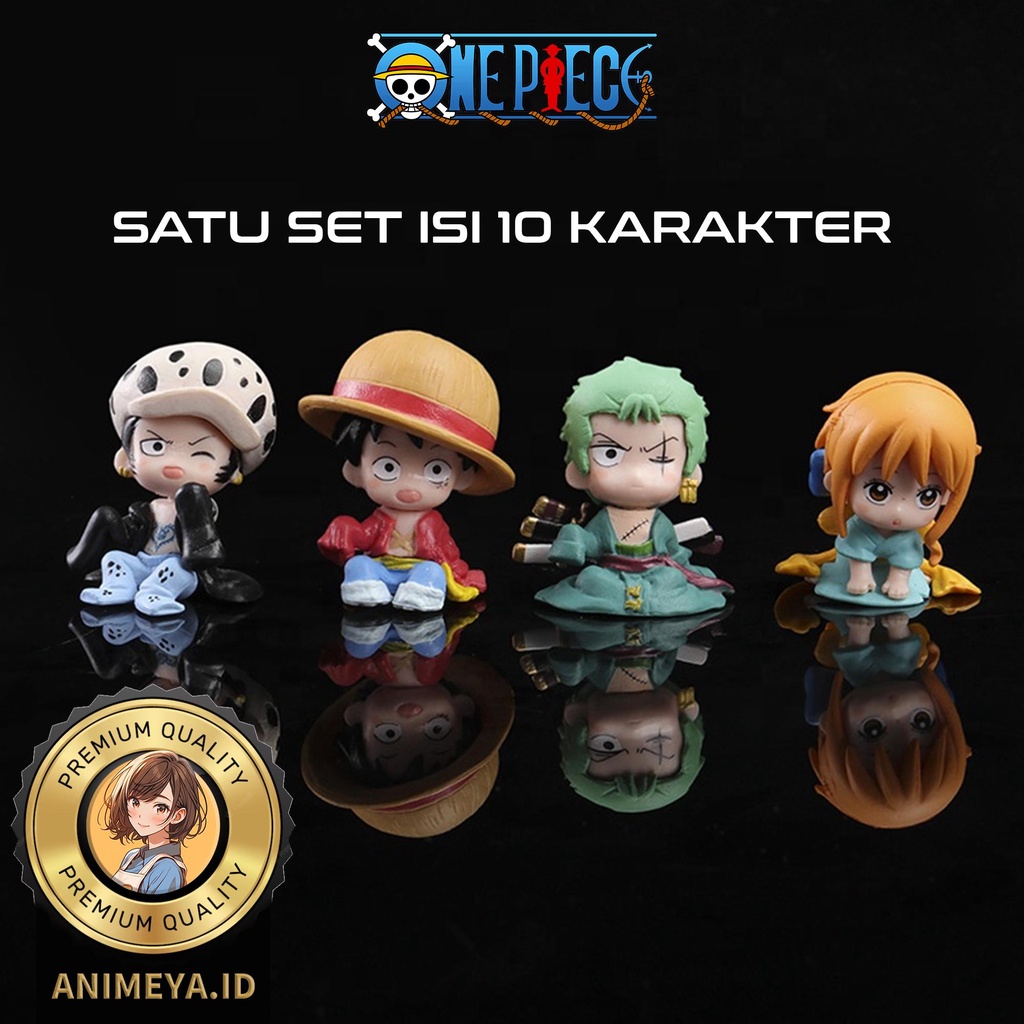 Jual Action Figure Statue One Piece Mugiwara Crew Chibi Duduk 10 ...