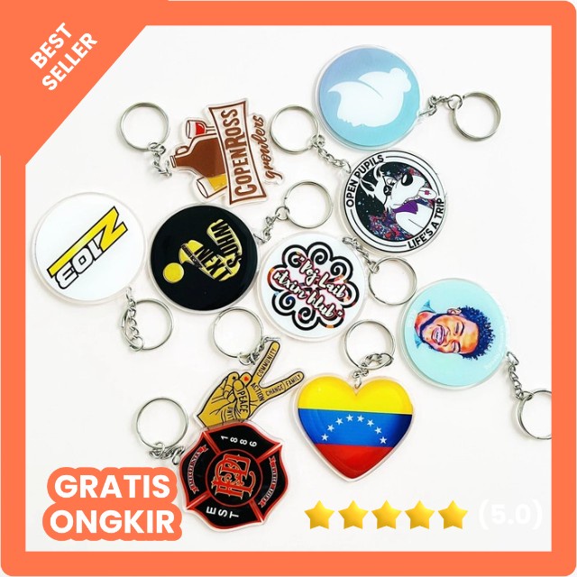 Jual Premium Custom Keychain Ganci UV Print Acrylic - Gantungan Kunci 6x6 GKUV3 | Shopee Indonesia