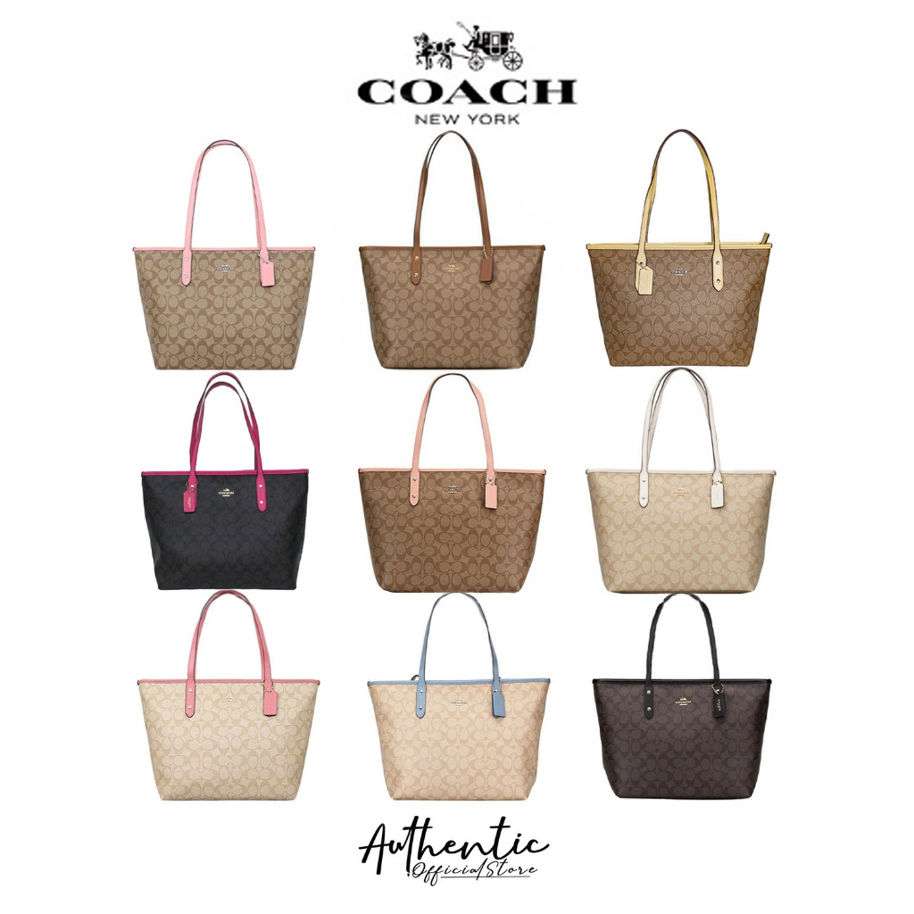 Jual 58292 Coach Women City Zip Tote bag In Signature Canvas Leather ...