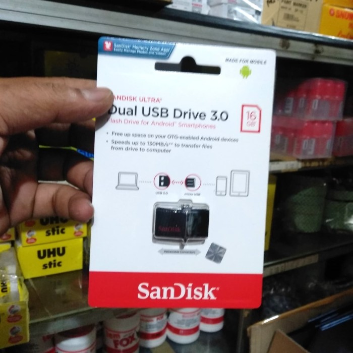 Jual SanDisk ultra OTG Dual USB Drive 3.0 16 GB originall | Shopee ...