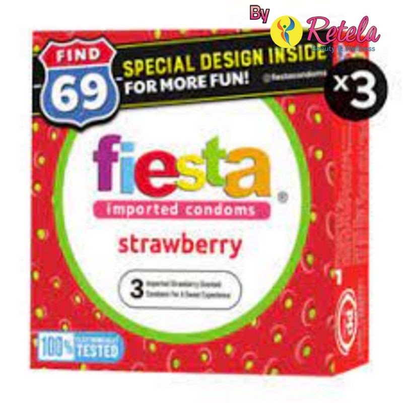 Jual KONDOM FIESTA STRAWBERRY 3 SACHET | Shopee Indonesia