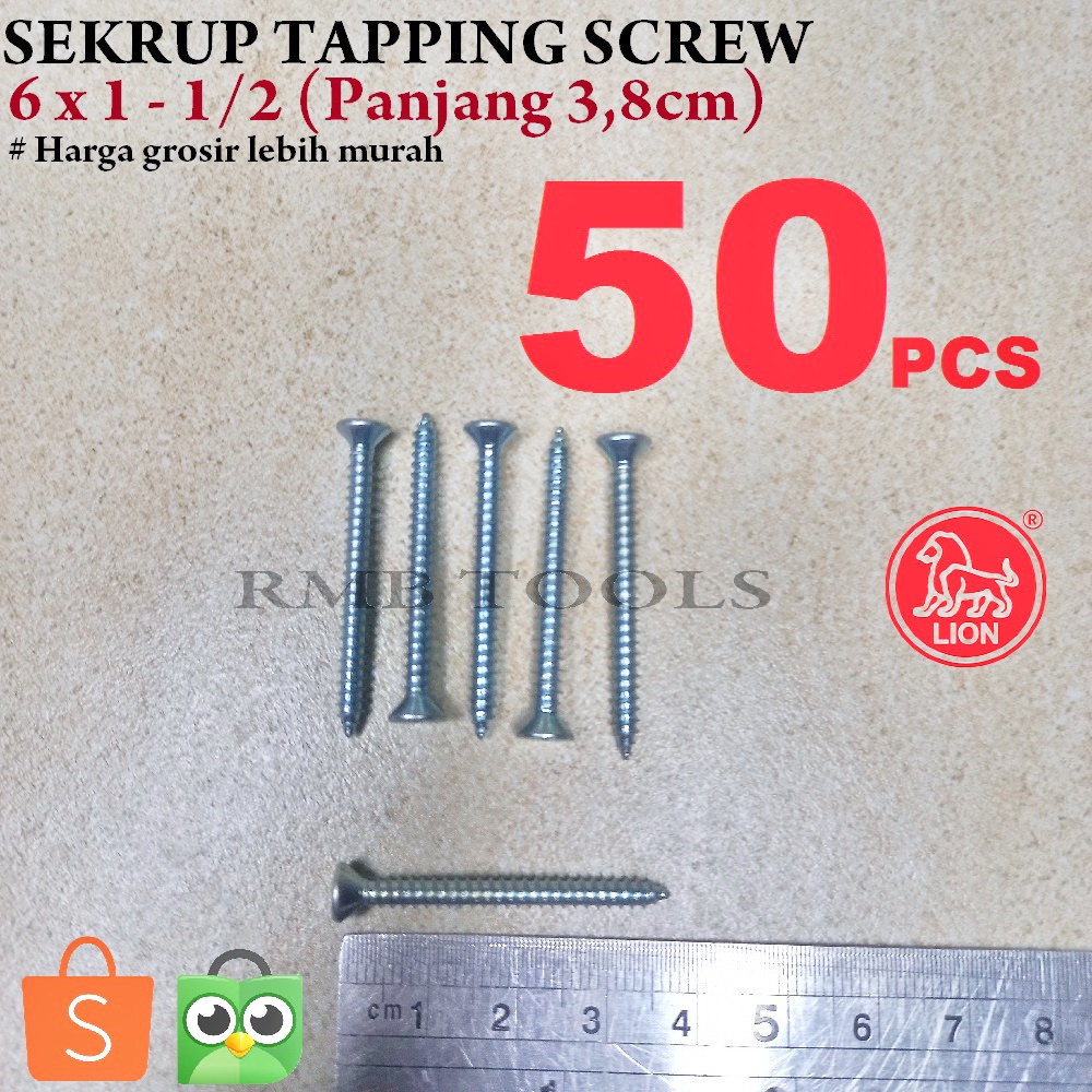 Jual 6x1-1/2 Sekrup Tapping FH Verseng Panjang 3.8cm / Skrup Tapping FH ...