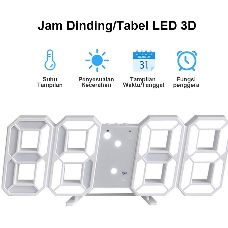 Jual MANTUL - Jam Meja LED 3D / Jam Dinding Digital LED 3D Bentuk Angka ...