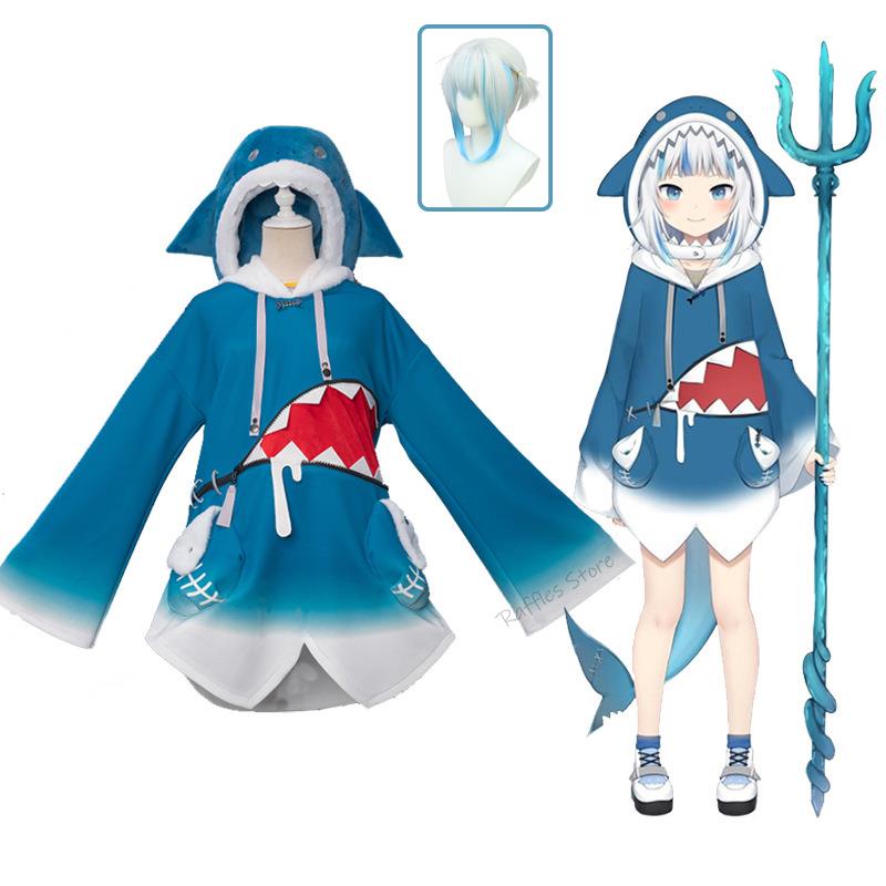 Jual PREORDER Hololive Gawr Gura Cosplay Costume ENG Shark Costume for Women Halloween Youtuber ...