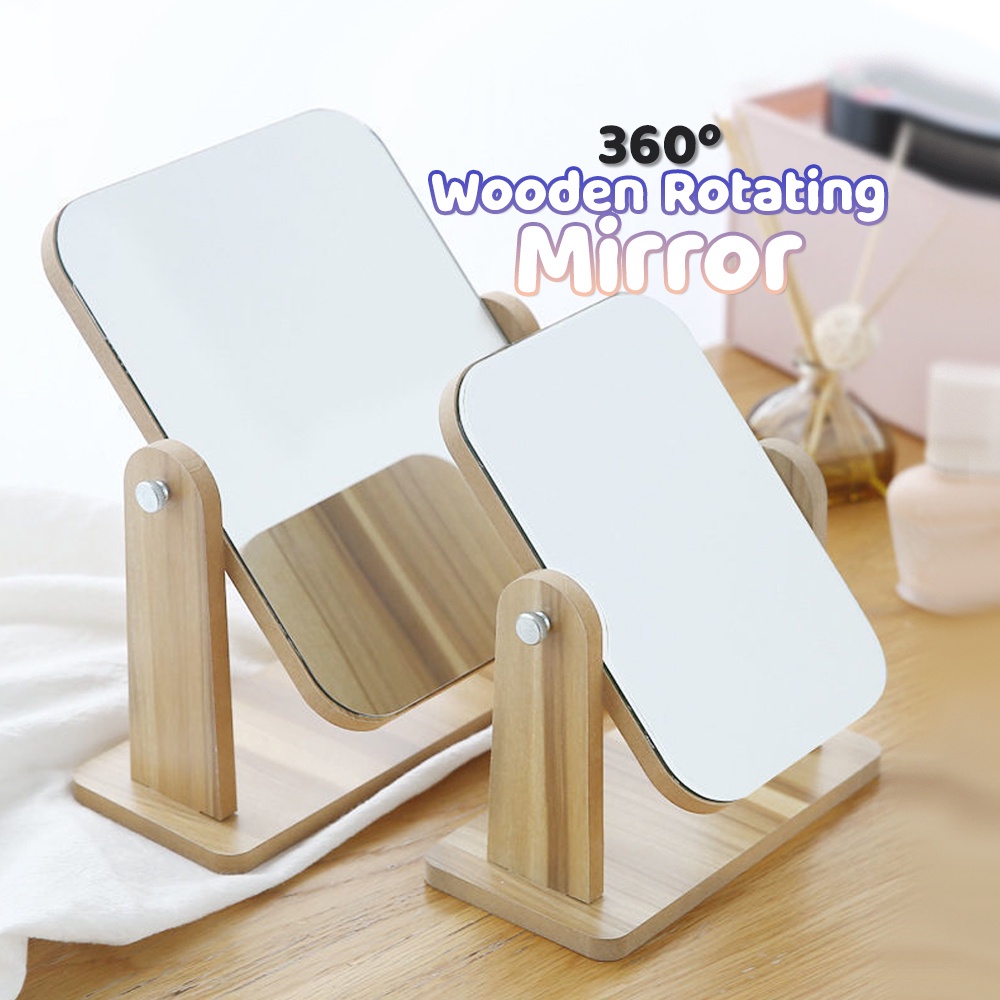 Jual Berputar Kaca Rias Persegi Panjang Kayu Definisi tinggi Portable ...