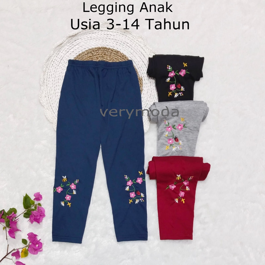Jual Legging Anak Perempuan Motif Bordir Usia 3 -14 Tahun BE BUNGA ...