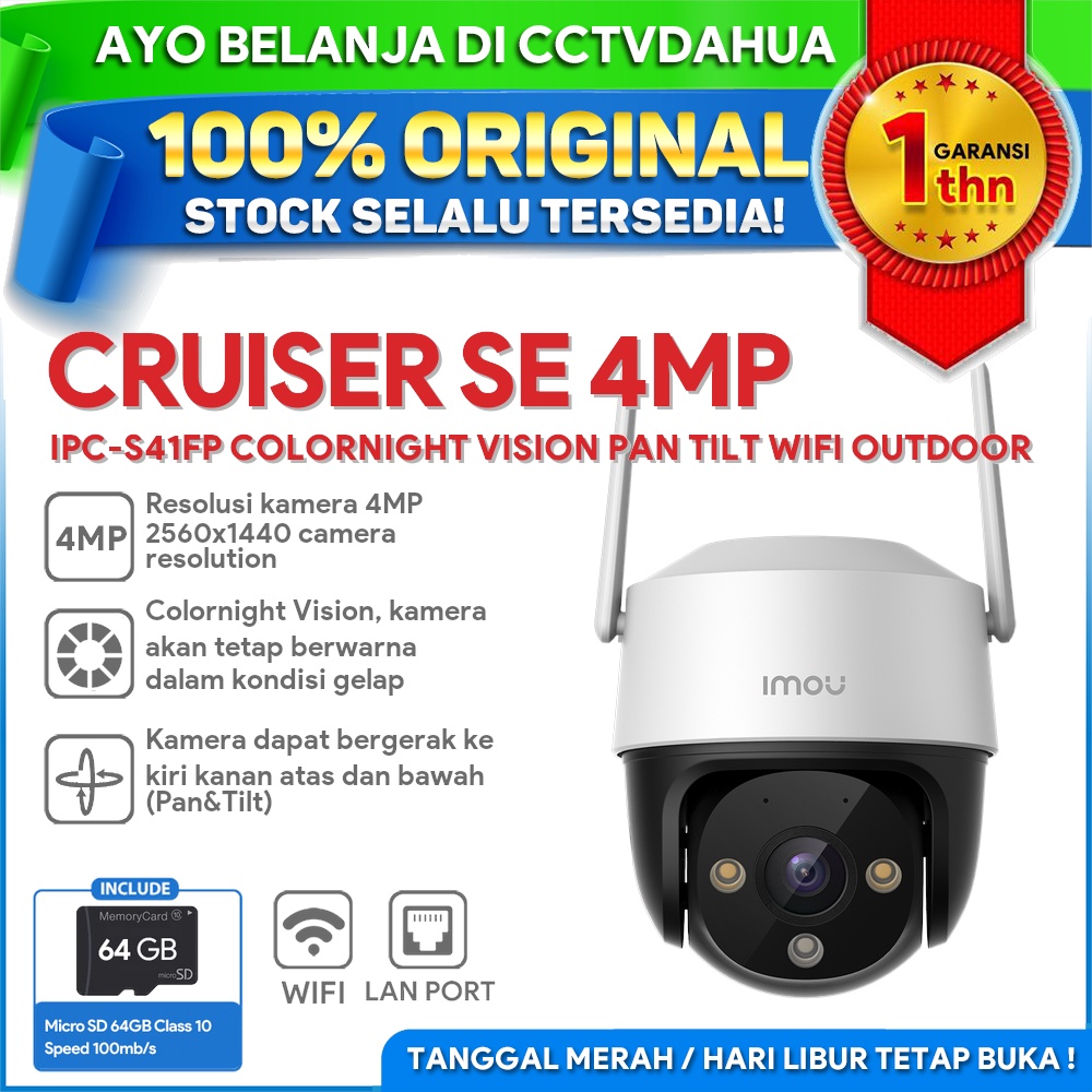 Jual IMOU CRUISER SE 4MP IPC-S41FP COLORNIGHT VISION PAN TILT WIFI ...