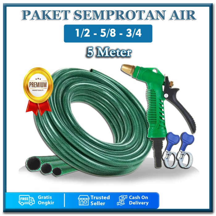 Jual PAKET SEMPROTAN SELANG AIR 5 METER 1 ROL JET SPRAY SELANG TAMAN ...