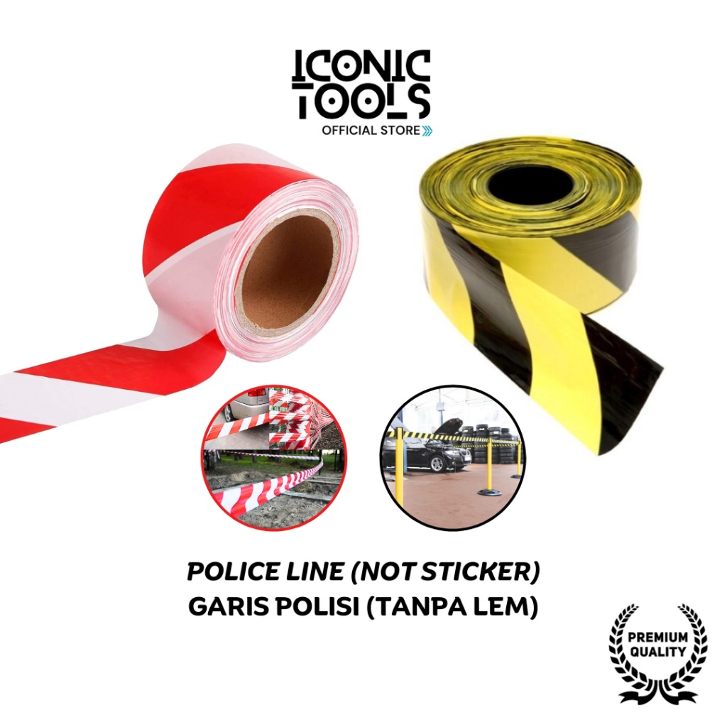 Jual Police Line Hitam Kuning Tanpa Lem High Quality / Garis Polisi ...