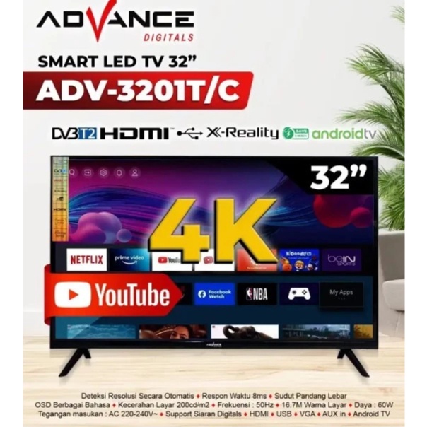 Jual Advance Televisi 32 inch Smart LED TV - ADV-3202A - Android 12.0 ...