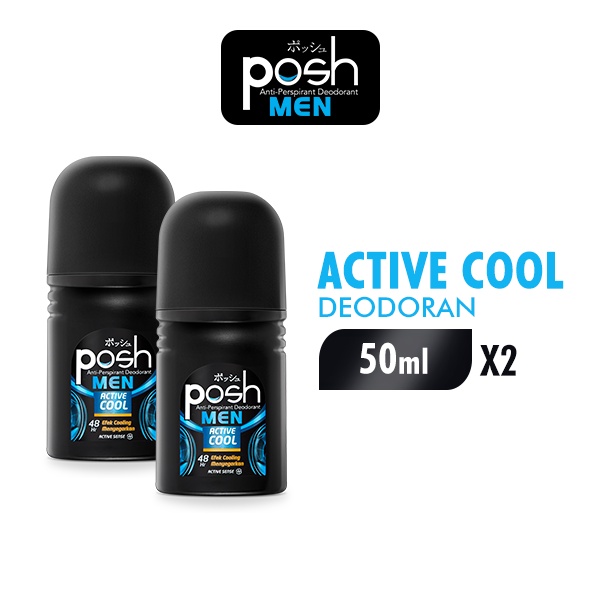 Jual Posh Men Roll On Deodoran Active Cool 50 ml x2 | Shopee Indonesia