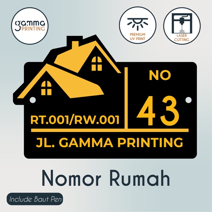 Jual Nomor Rumah Akrilik UV Custom / Papan Alamat Acrylic Nomer Kustom ...