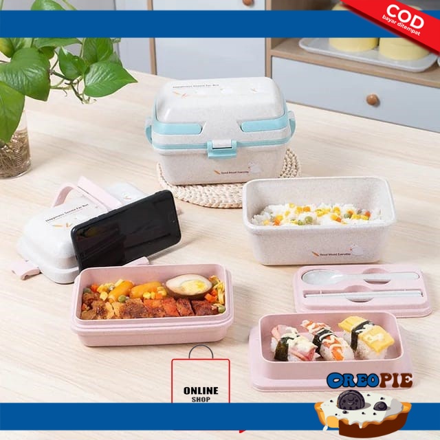 Jual Oreo Pie Tempat Makan Anti Tumpah Lunch Box Set Free Sendok Sumpit | Shopee Indonesia