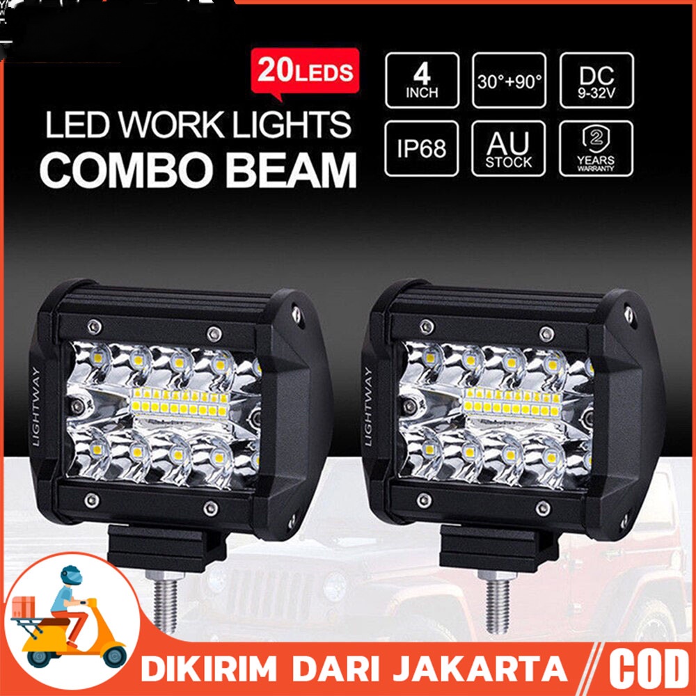 Jual 60W Lampu Tembak Sorot 12 Volt LED Bar CREE STROBO 20 Mata 2 Susun ...