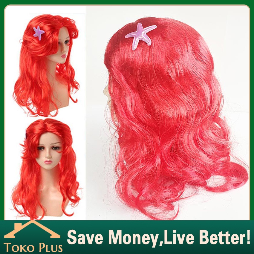Jual Wig Cosplay Mermaid Princess Panjang Merah Kostum Rambut Palsu ...
