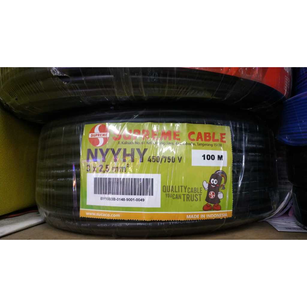 Jual KABEL NYYHY 3X2,5MM 3X2,5 MM 3X2.5 SUPREME SERABUT 50M METER ROLL ...