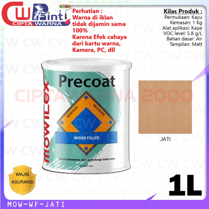 Jual Mowilex Precoat WaterBased Wood Filler Dempul Pintu Kayu Jati 1 Kg | Shopee Indonesia