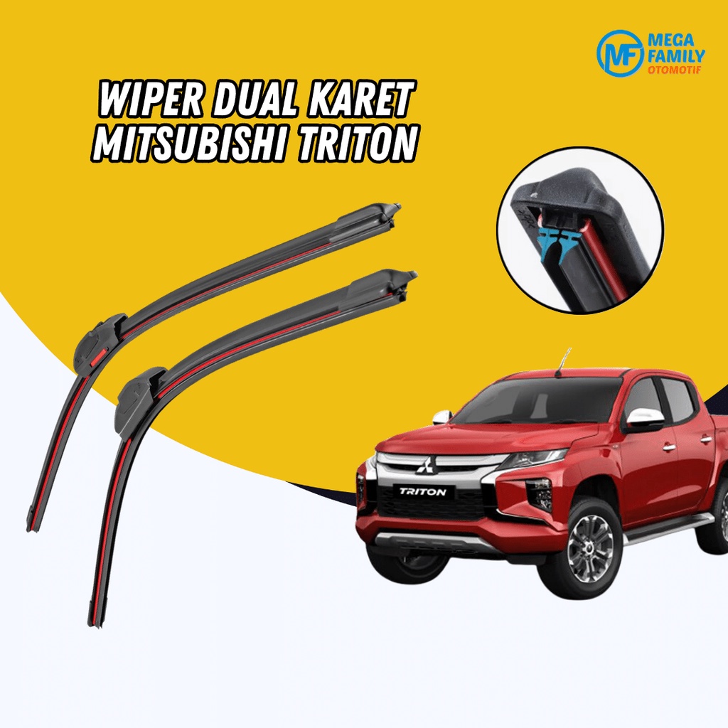 Jual Wiper Mobil Mitsubishi Triton Frameless Dual Blade Double Karet 1 ...