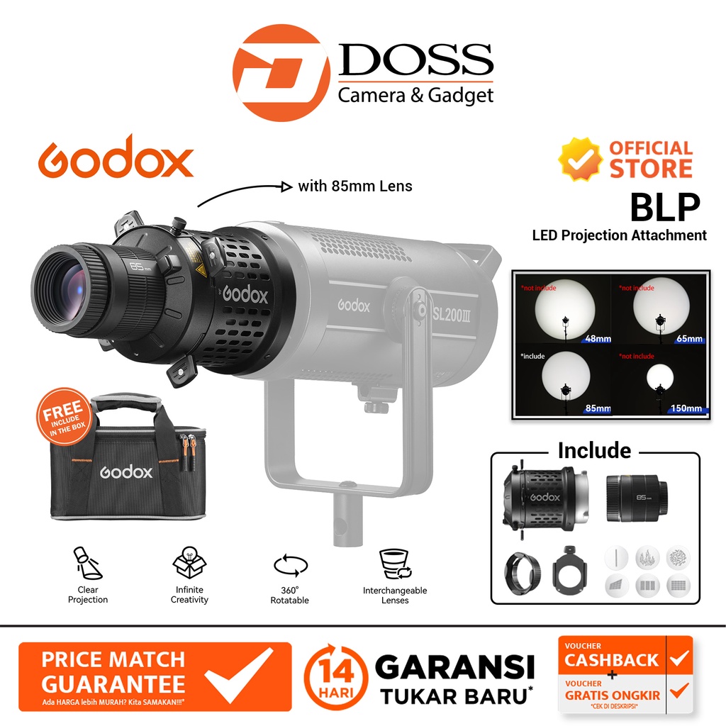 Jual Godox BLP LED Projection Attachment Kit for Bowens Mount with 85mm | Shopee Indonesia