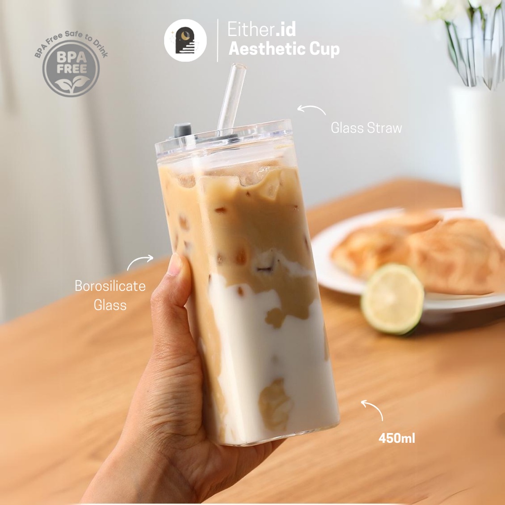 Jual Either.id - Gelas Tumbler Aesthetic Gelas Minum Kaca Simple Elegan Water Bottle Cup for ...