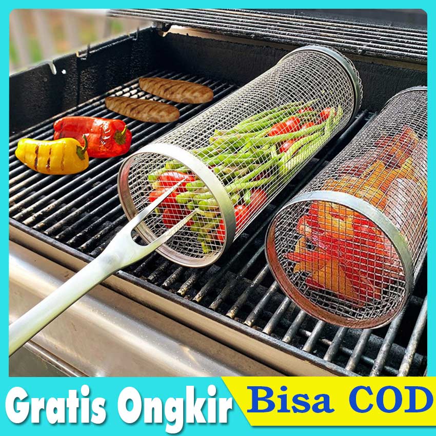 Jual BBQ Silinder Grill Net Jaring Bulat Stainless Steel Barbecue Wire ...