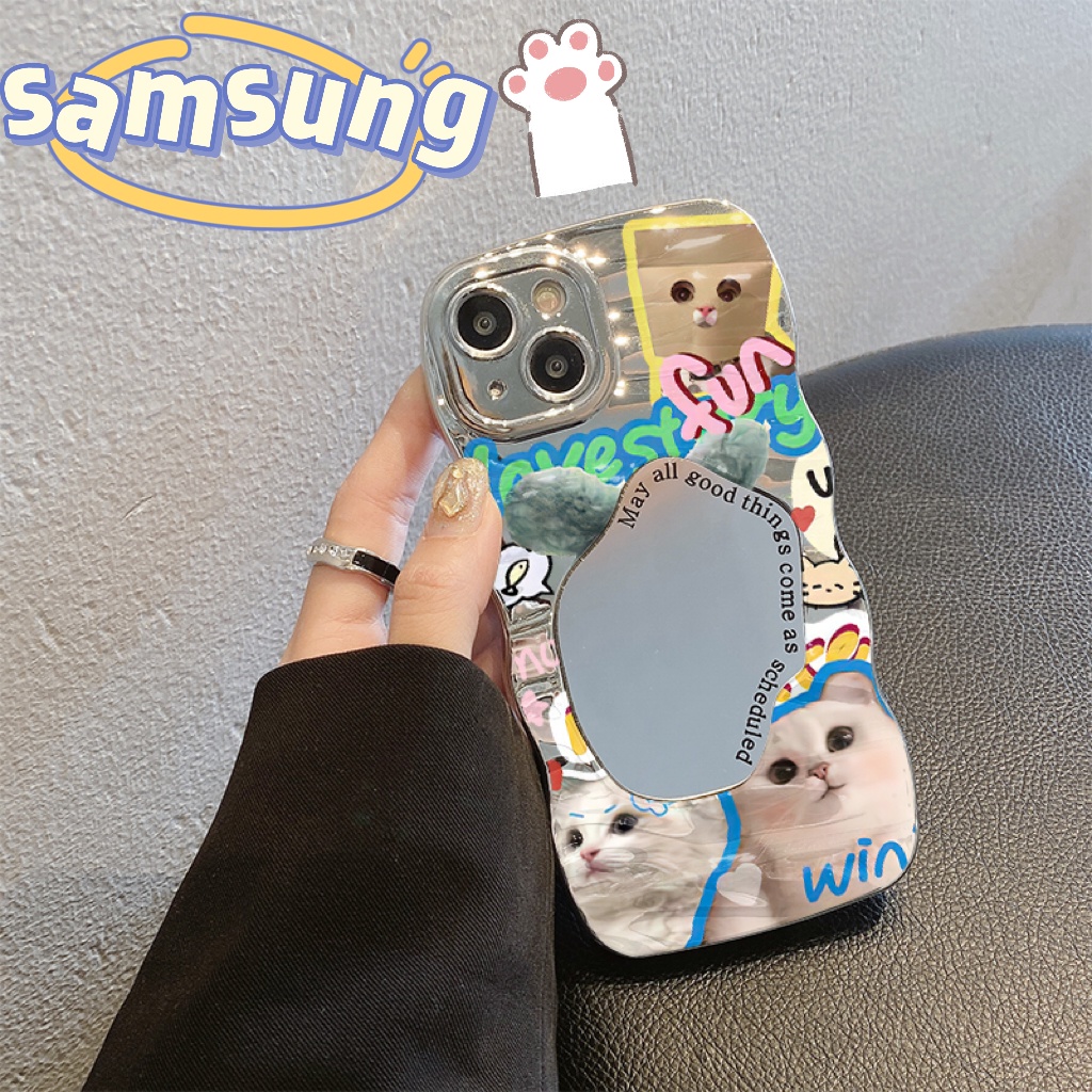 Jual 【Desain Kartun Kucing】Lucu Dan Canggih Mirror Cat Case hp For Samsung A14 A13 A12 A51 A52 ...