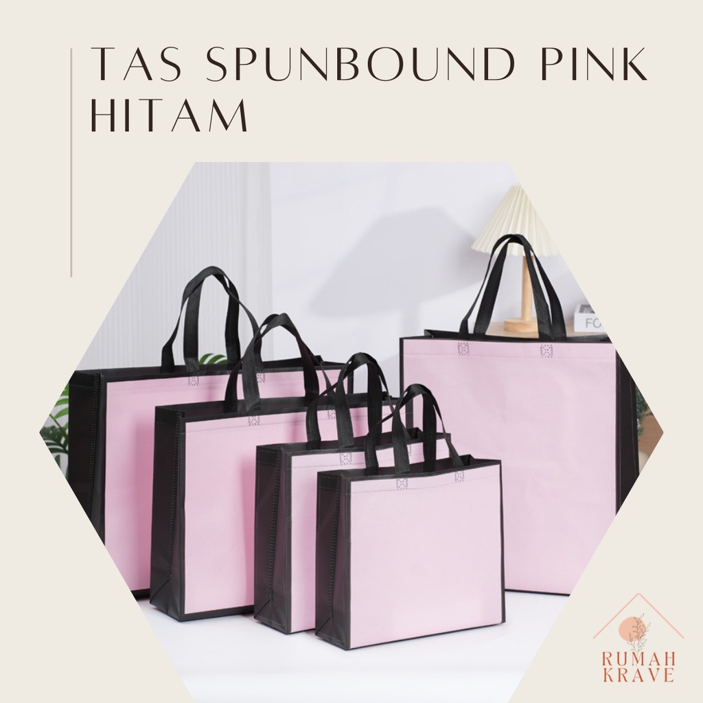 Jual RUMAH KRAVE - Tas Spunbound Pink Hitam Tas Kado Souvenir Kain ...