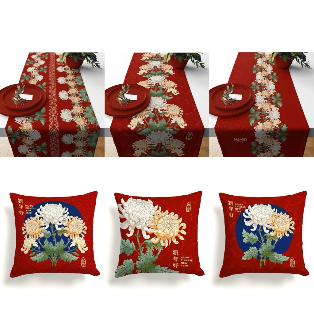 Jual SARUNG Bantal Sofa dan TABLE RUNNER Taplak Meja Print Motif Red ...