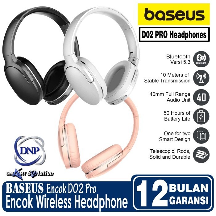 Jual Baseus Encok D02 Pro Headphone Bluetooth Wireless Noise Reduction ...
