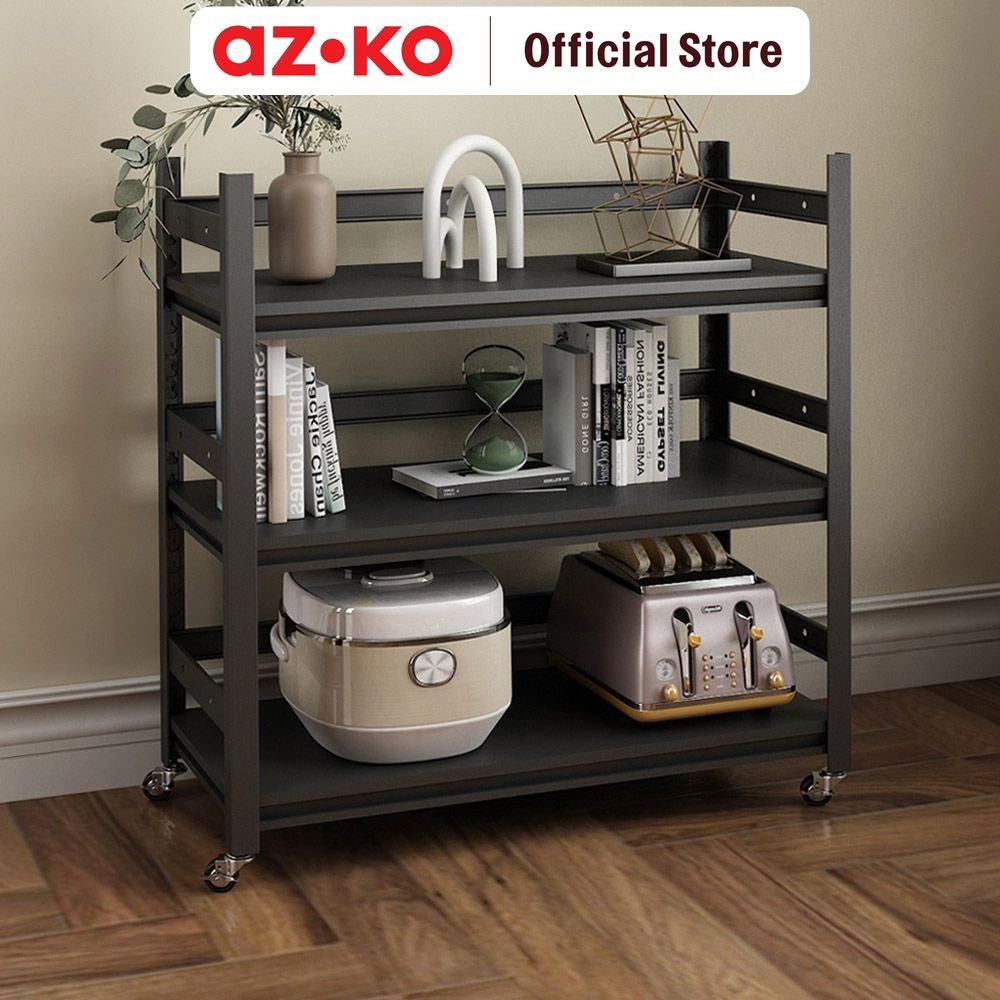 Jual AZKO Krisbow Rak Besi 3 Tingkat Dengan Roda - Hitam Storage Rack ...