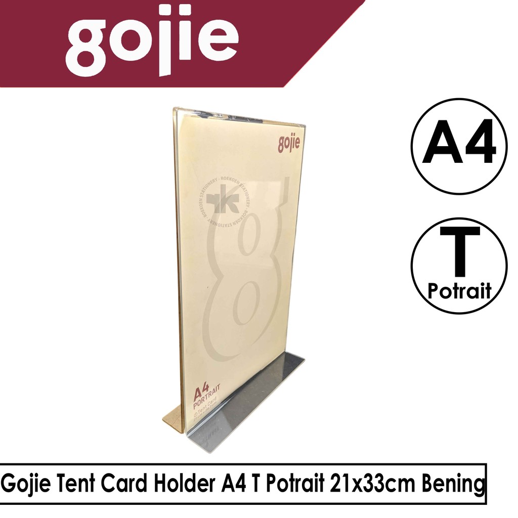 Jual Gojie Tent Card Holder A4 T Potrait 21x33cm Bening | Shopee Indonesia